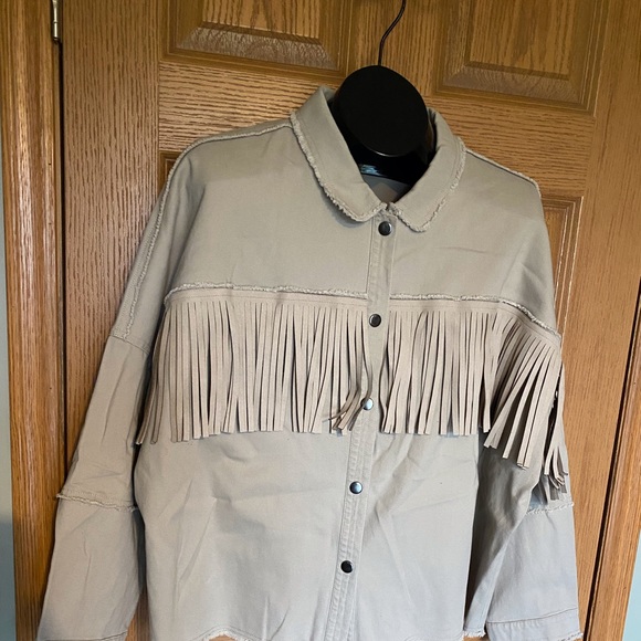 Haute Hippie | Jackets & Coats | Haute Hippie Tribe Fringe Shirtjacket ...